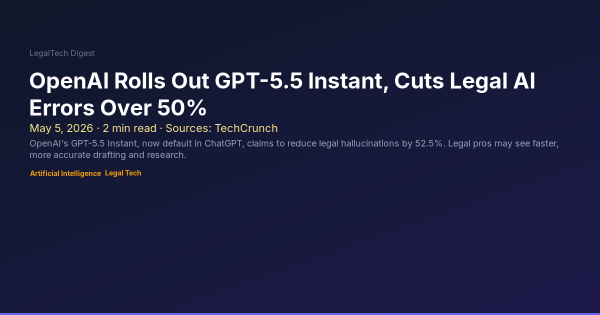 OpenAI Rolls Out GPT-5.5 Instant, Cuts Legal AI Errors Over 50% ...