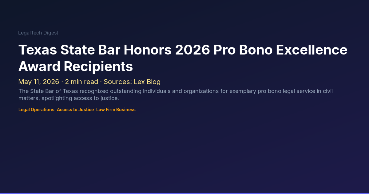 Texas State Bar Honors 2026 Pro Bono Excellence Award Recipients ...